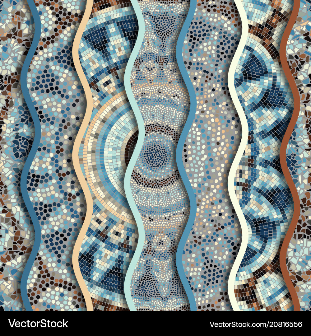 Relief waves of ornamental mosaic tile patterns Vector Image