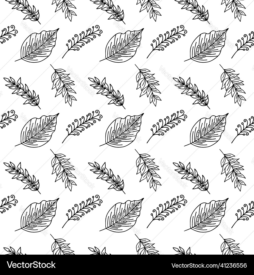 Seamless pattern of hand-drawn plant branches Vector Image