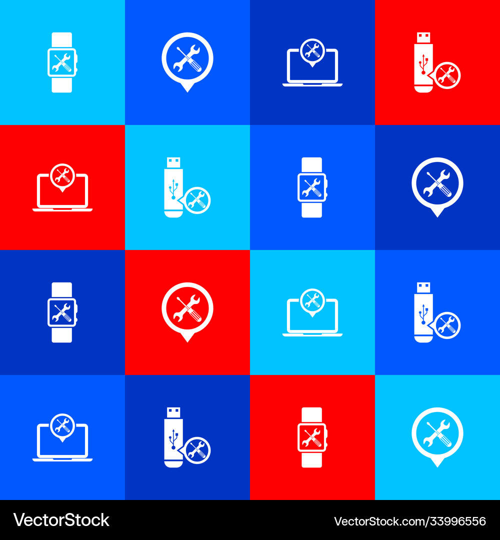 Set smartwatch service location laptop and usb Vector Image