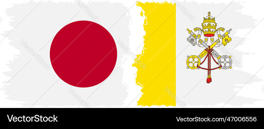 Vatican and japan grunge flags connection Vector Image