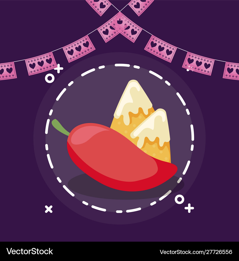 Viva mexico celebration with chili pepper Vector Image