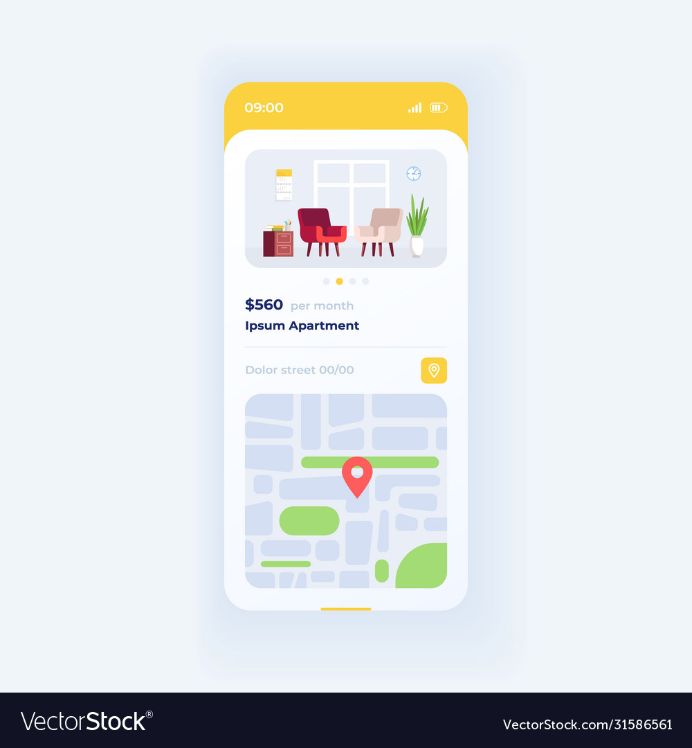 Apartment parameters smartphone interface template Apartment parameters smartphone interface template
