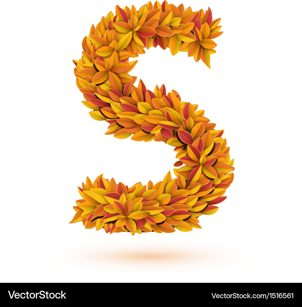 Autumn fall bright orange leaves letter Royalty Free Vector