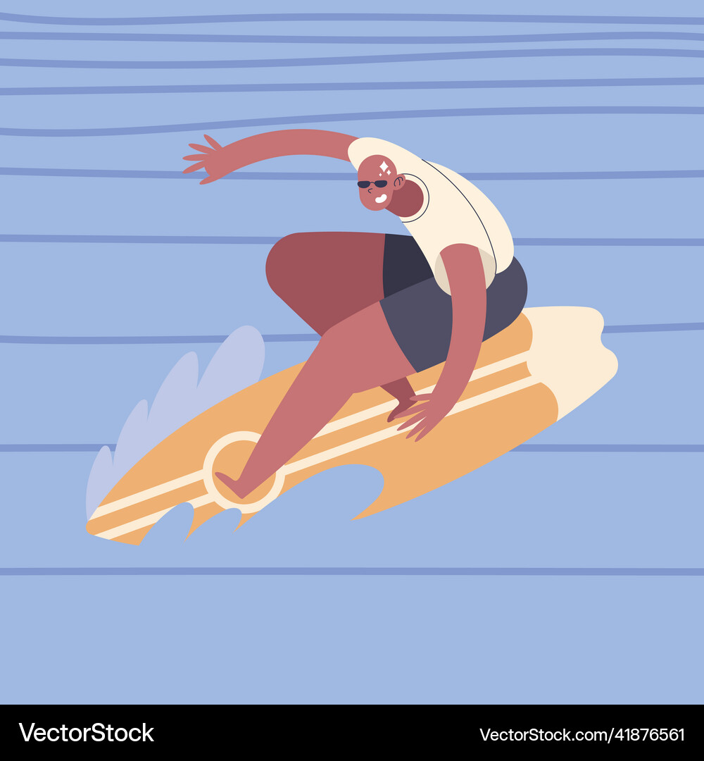 Bald surfing in the sea Royalty Free Vector Image