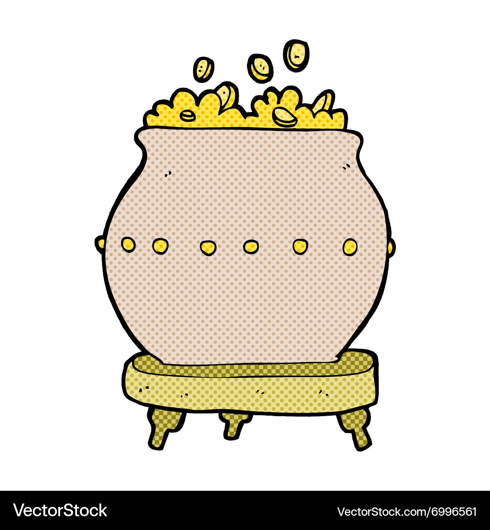 Comic cartoon pot of gold Royalty Free Vector Image