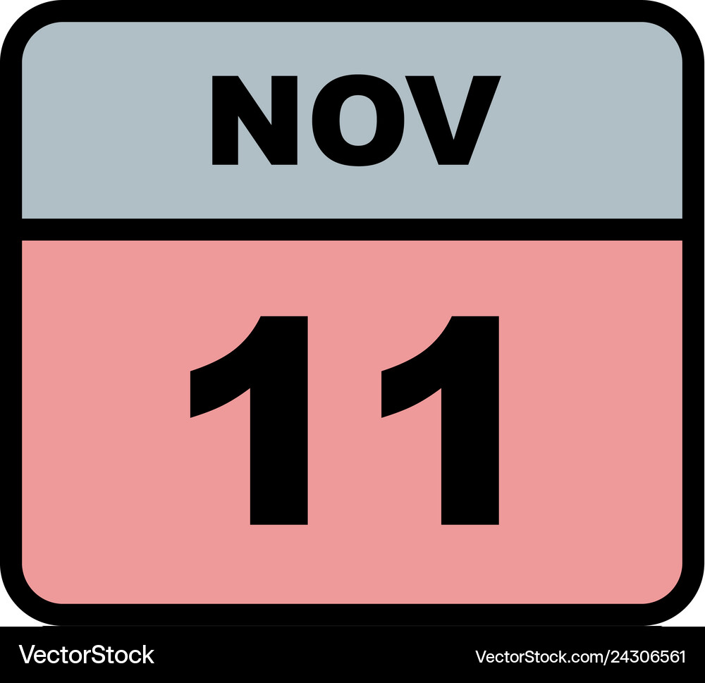 November 11th date on a single day calendar Vector Image