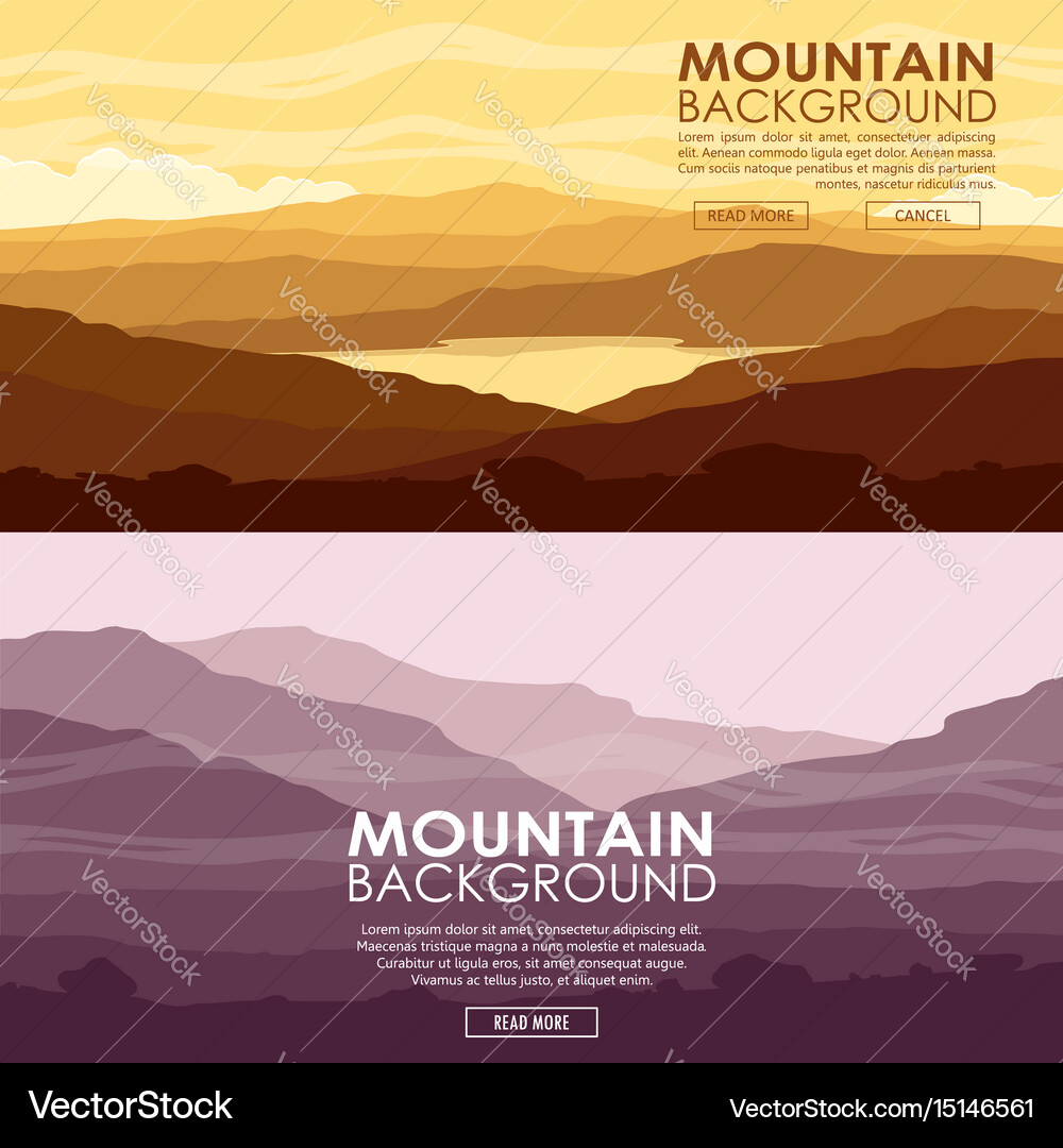 Set of mountain landscapes Royalty Free Vector Image