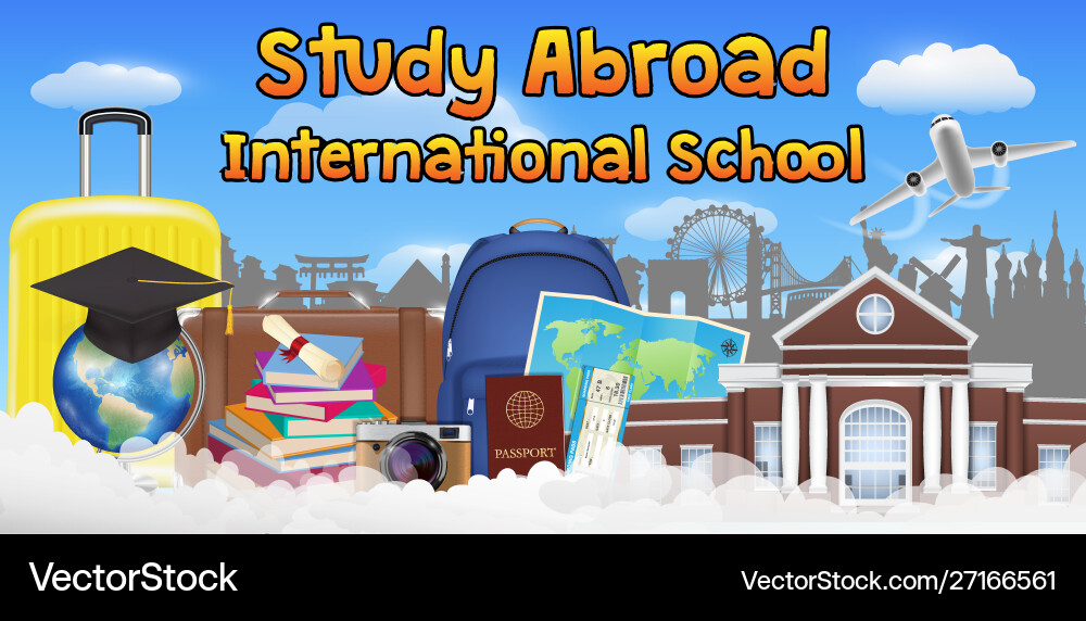 Study abroad international school banner poster Vector Image