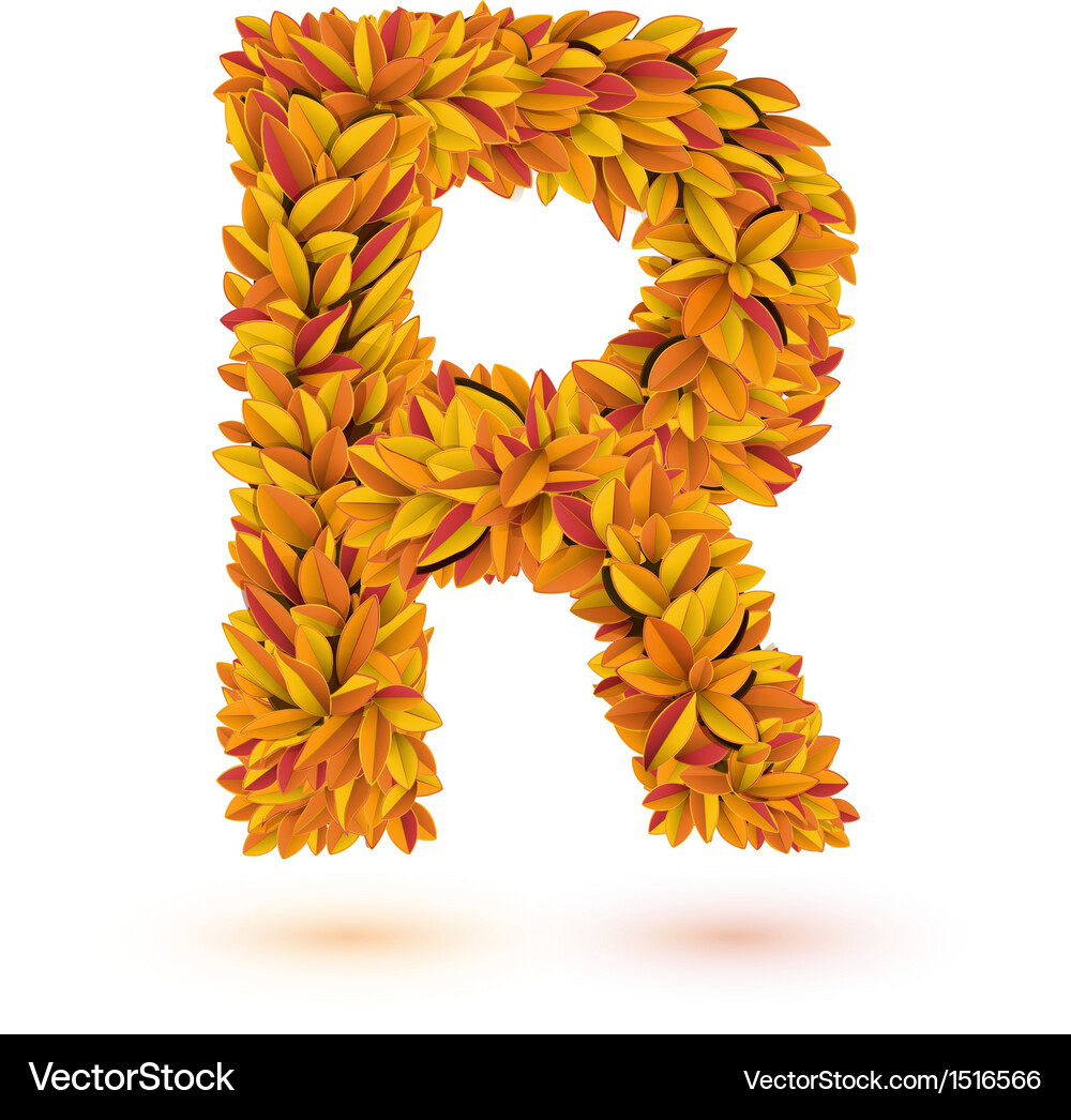 Autumn fall bright orange leaves letter Royalty Free Vector