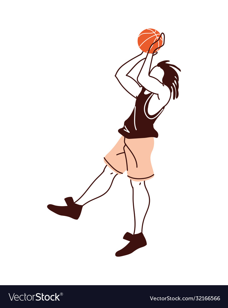 Basketball player man with ball jumping Royalty Free Vector