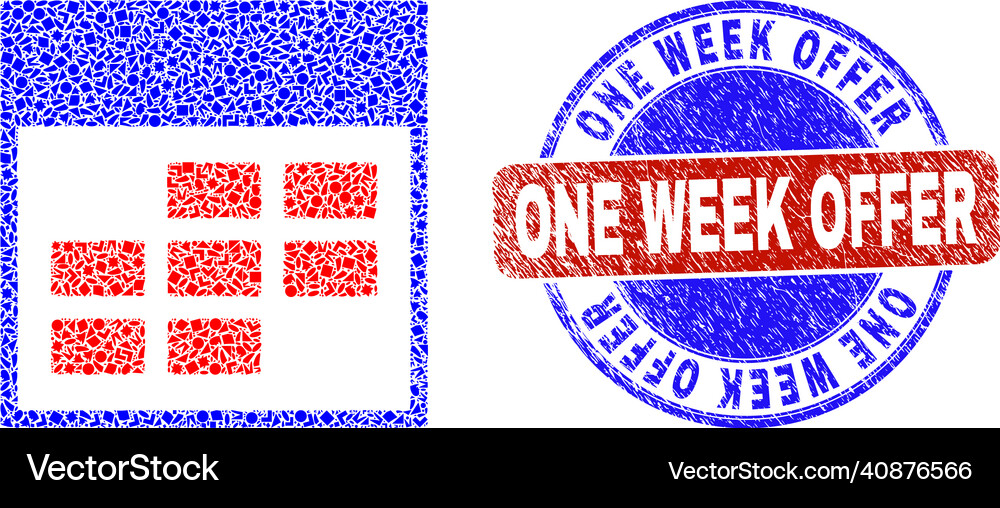 Bicolor distress one week offer seal imprint Vector Image