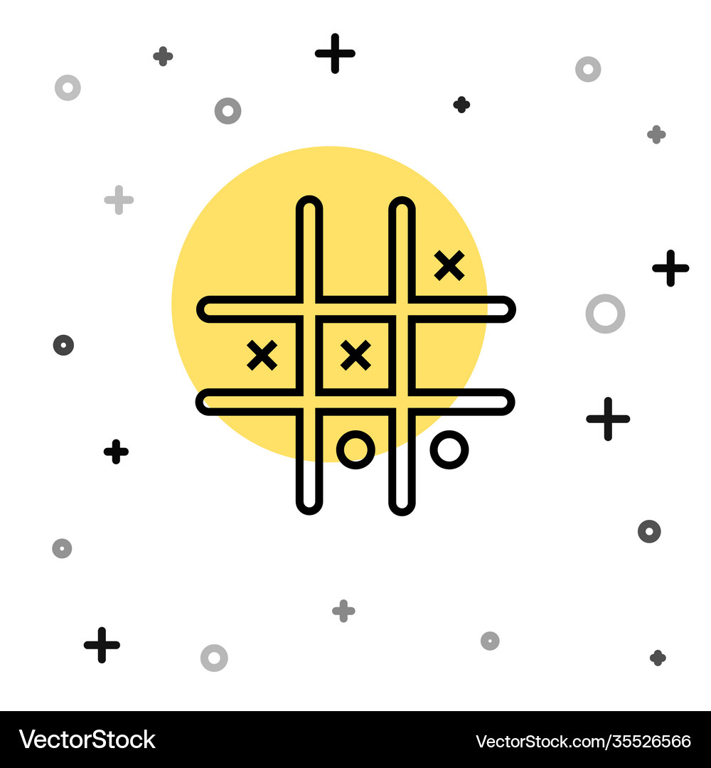 Black line tic tac toe game icon isolated on white