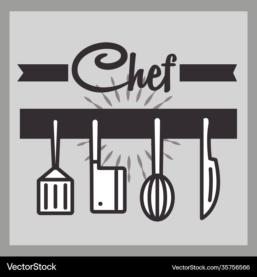 Chef kitchen cutlery restaurant utensils spatula Vector Image