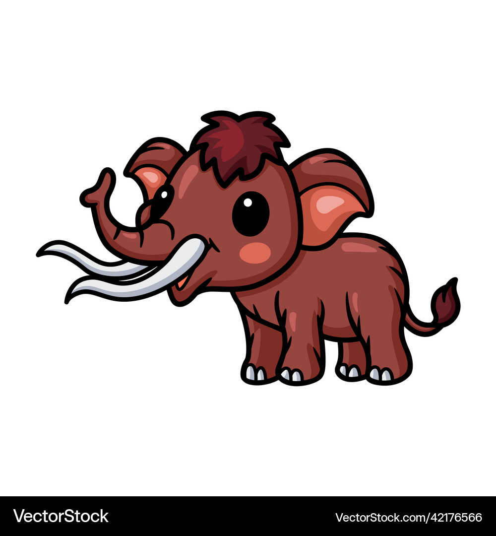 Cute little mammoth cartoon character Royalty Free Vector