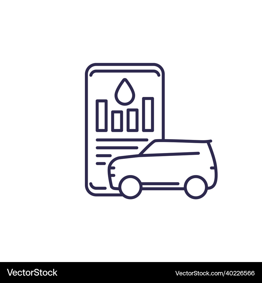 Fuel consumption in app line icon with suv Vector Image