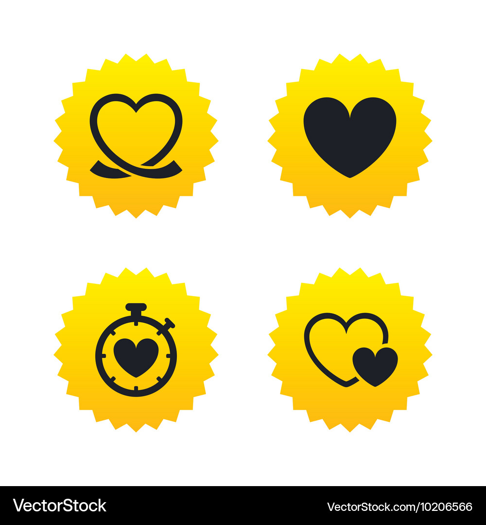 Heart ribbon icon timer stopwatch symbol Vector Image