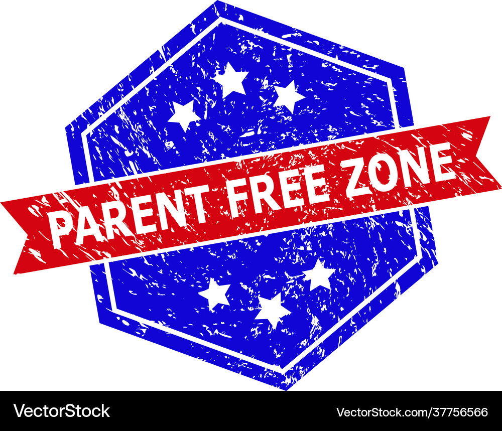 Hexagon bicolor parent free zone stamp seal Vector Image