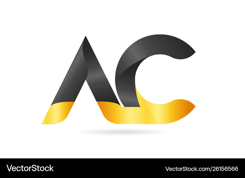 Joined or connected ac a c yellow black alphabet Vector Image