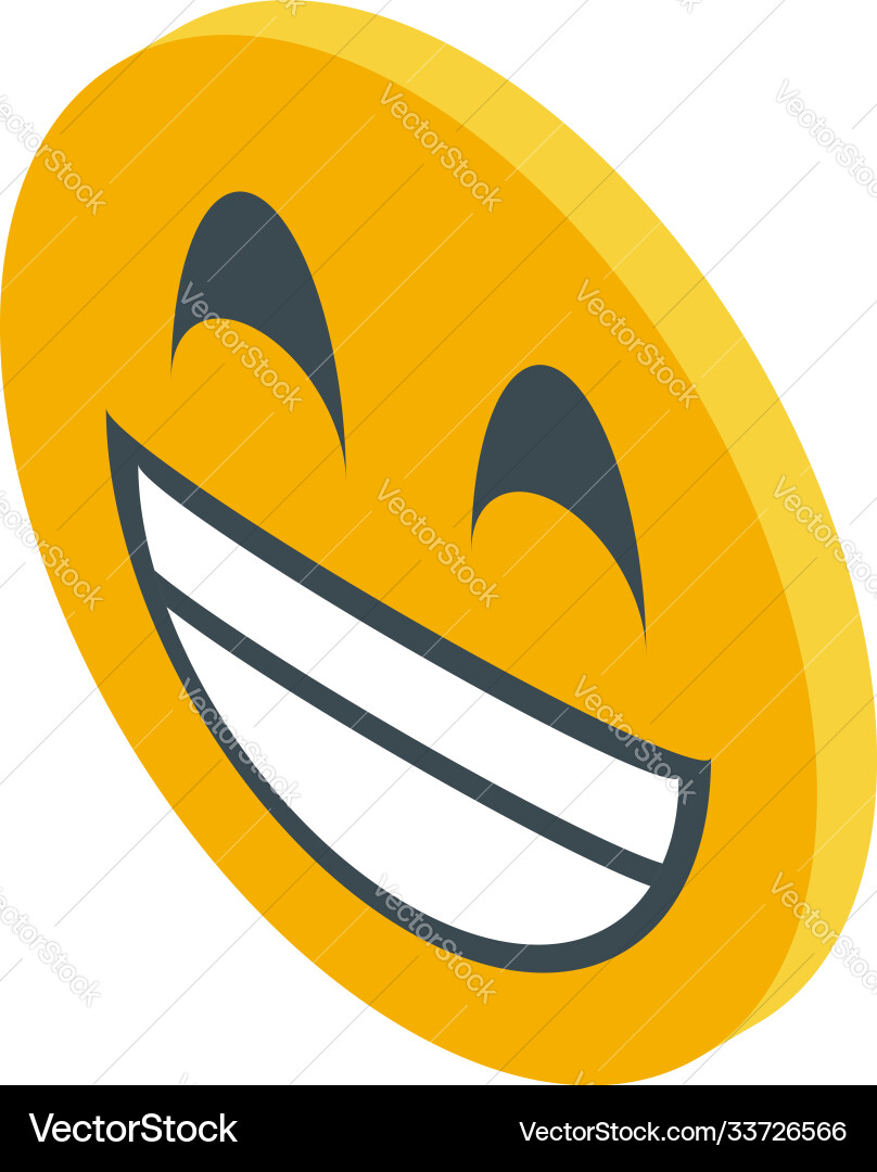 Laughing emoji icon isometric style Royalty Free Vector