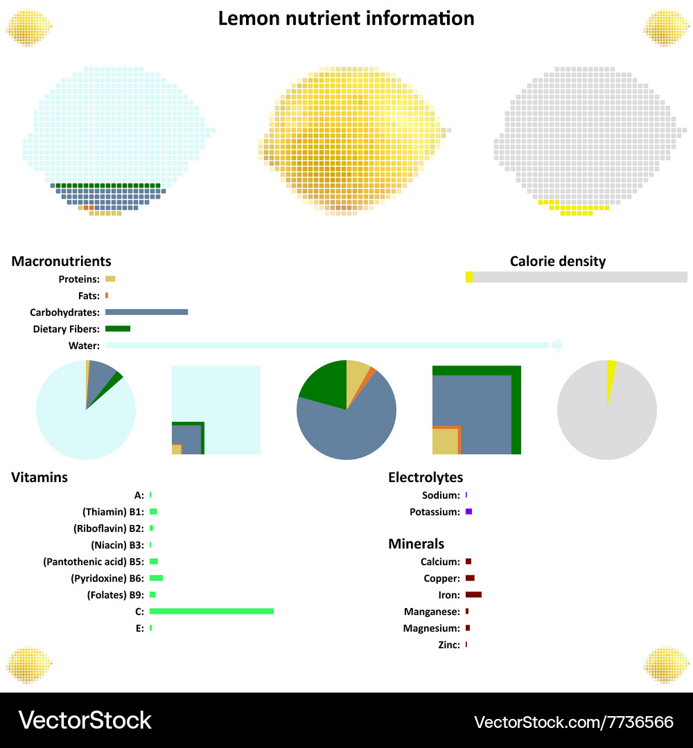 Lemon nutrient information Royalty Free Vector Image