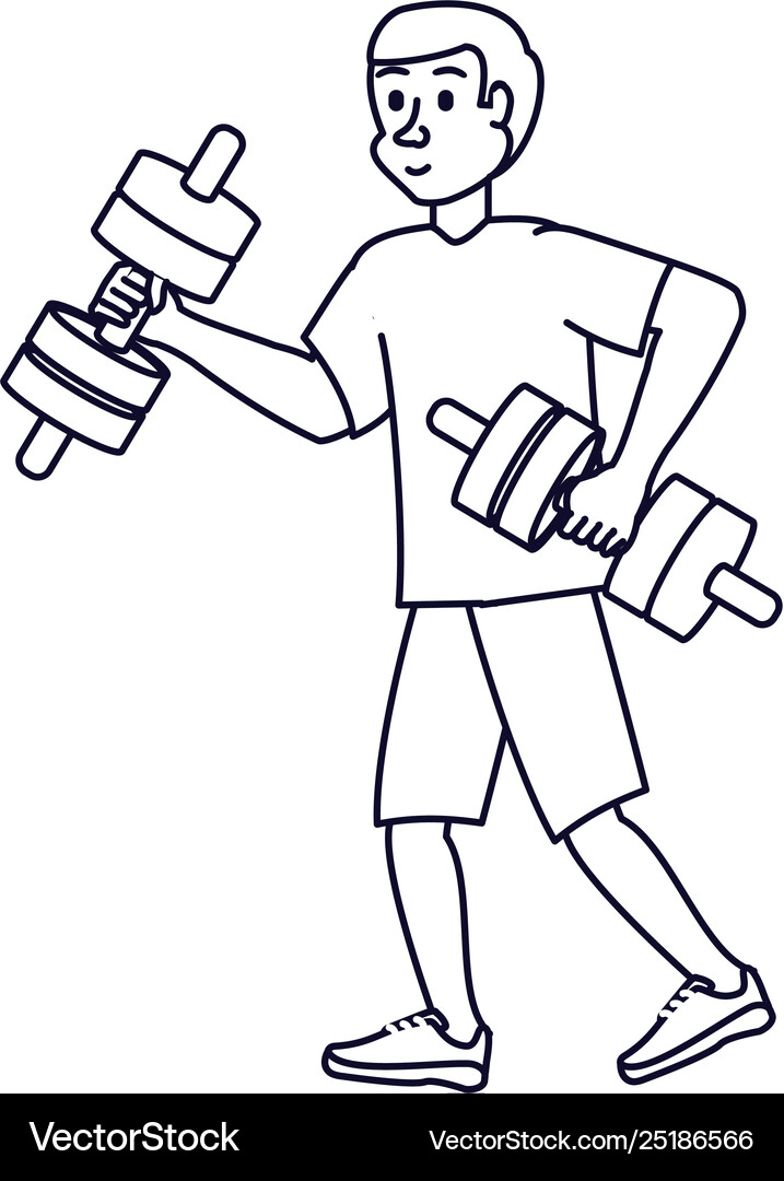 Man athletic with dumbbells avatar character Vector Image