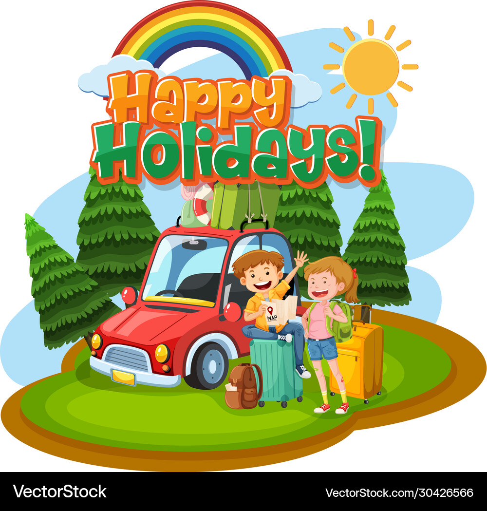 Phrase design for happy holidays with people Vector Image