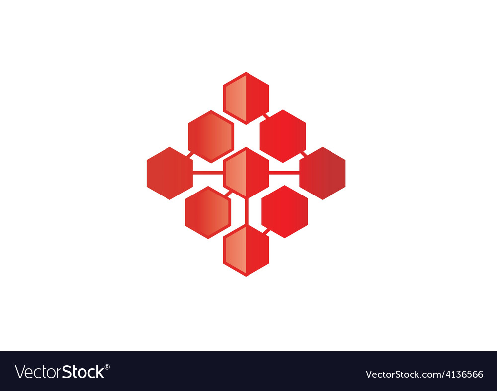 Polygon technology connection logo Royalty Free Vector Image