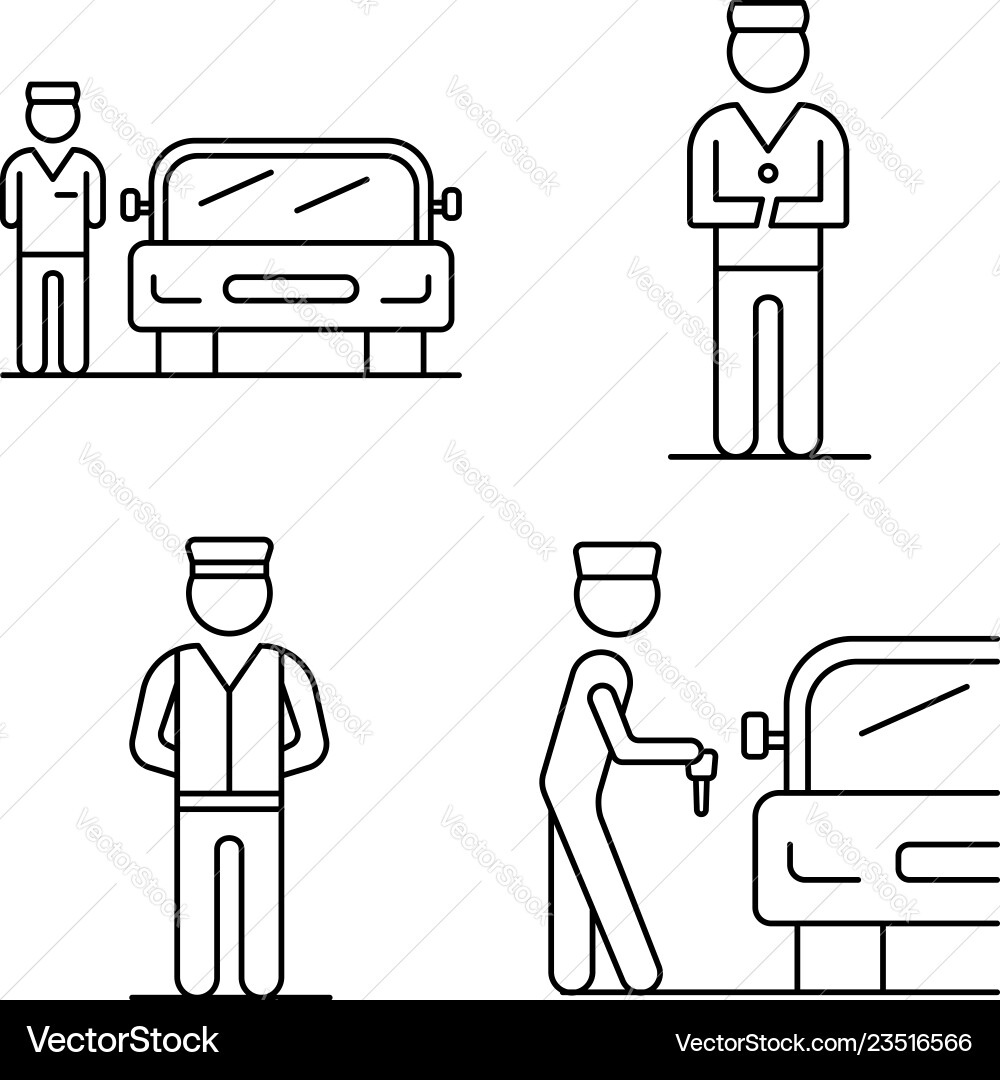 Valet icons set outline style Royalty Free Vector Image