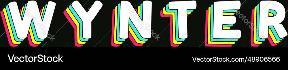 Wynter - retro rainbow typography faded style Vector Image