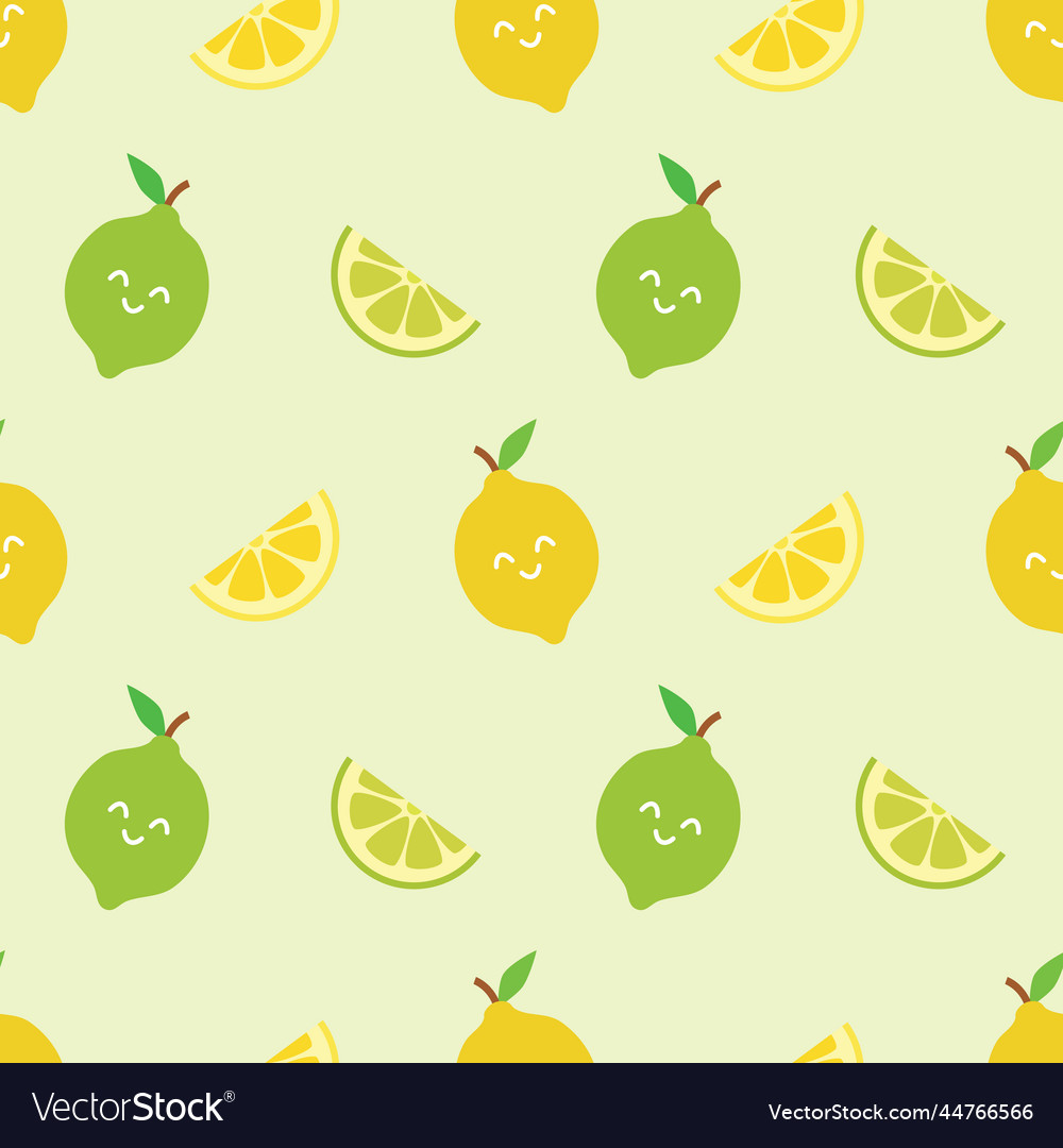 Yellow lemons seamless repeat pattern background Vector Image