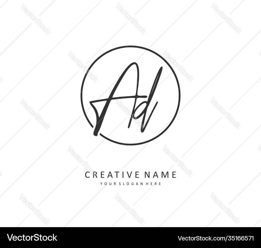 Ad initial letter handwriting and signature logo Vector Image