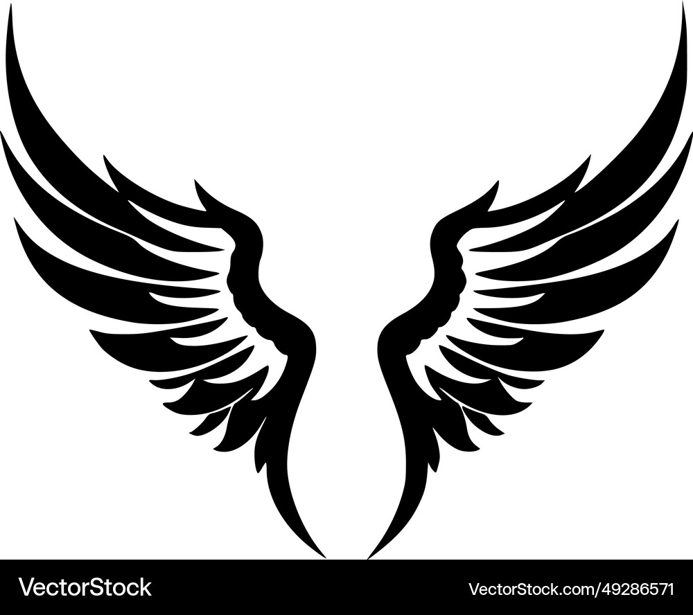 Angel wings - black and white isolated icon Vector Image