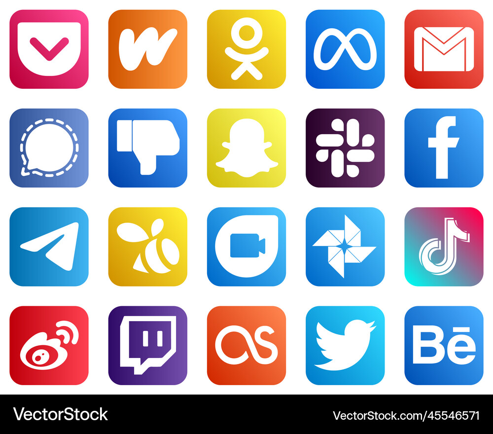 Complete social media icon pack 20 icons Vector Image