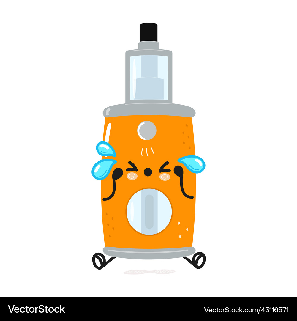 Cute sad vape character hand drawn cartoon Vector Image