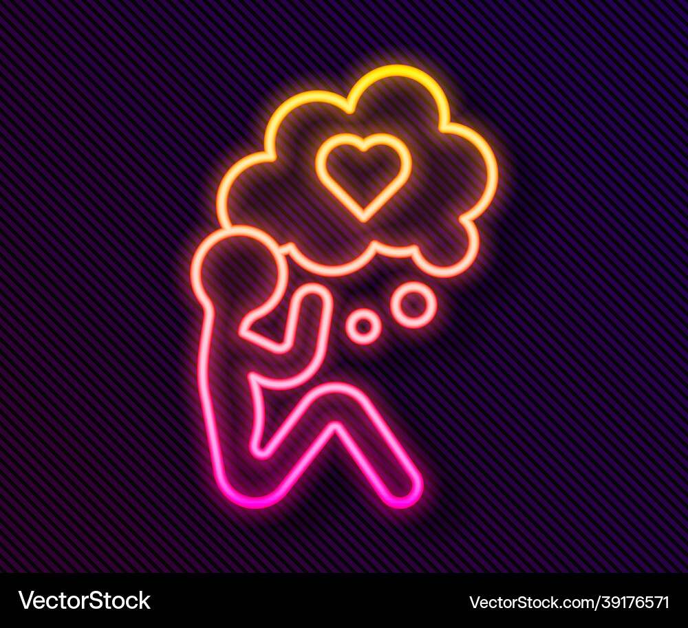 Glowing neon line human head with heart icon Vector Image