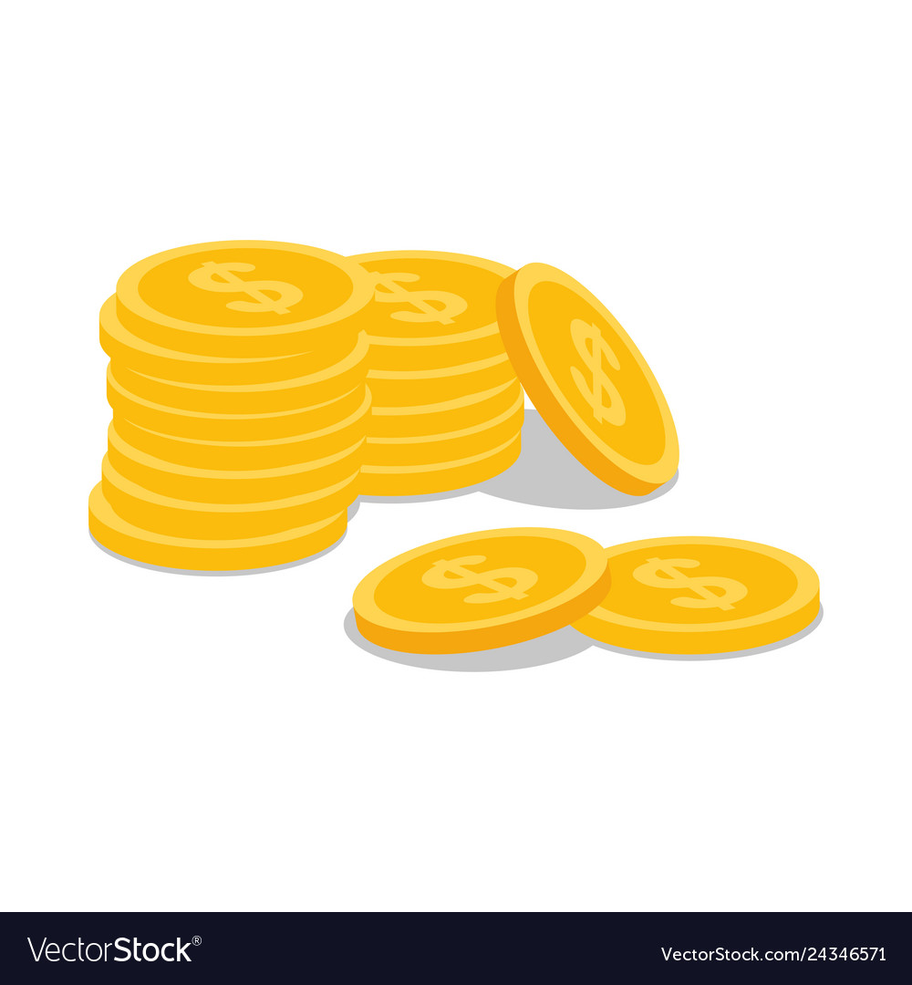 Golden coins stack Royalty Free Vector Image - VectorStock