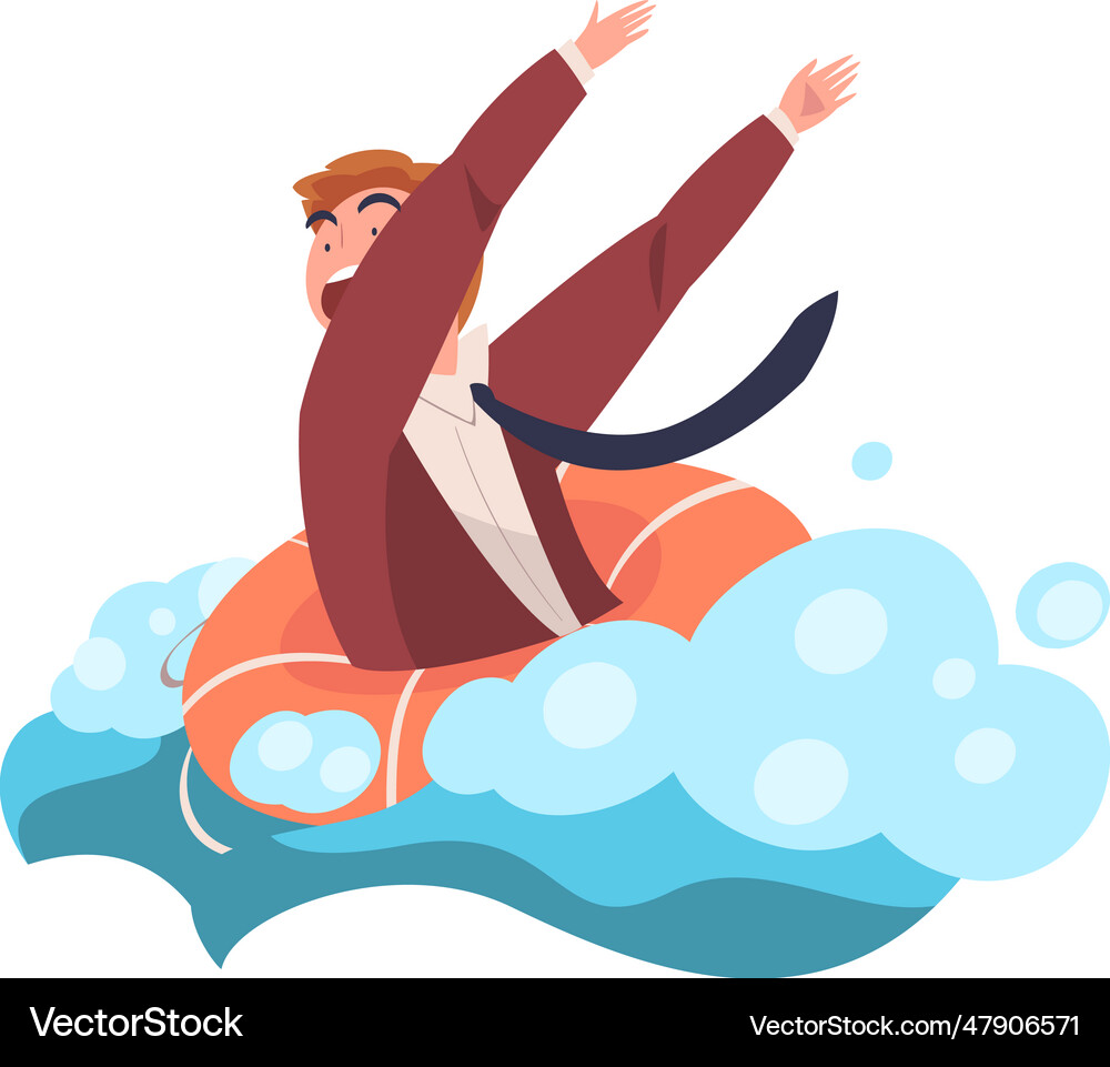 Man entrepreneur character drowning in water Vector Image