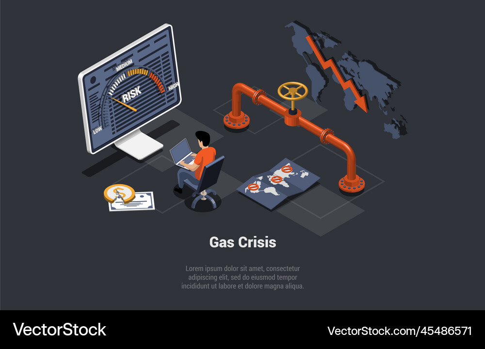 Natural gas crisis embargo default economy Vector Image