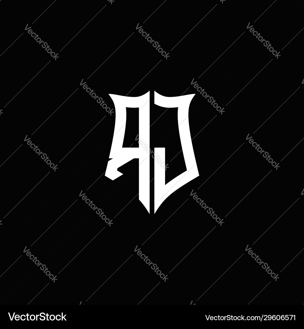 Rj monogram letter logo ribbon with shield style Vector Image