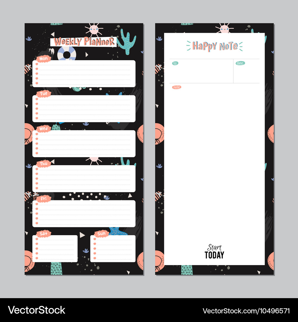 Scandinavian weekly and daily planner Royalty Free Vector