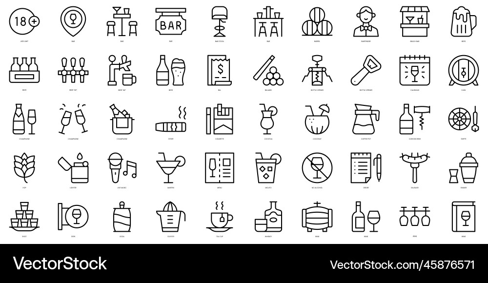 Set of thin line bar icons Royalty Free Vector Image