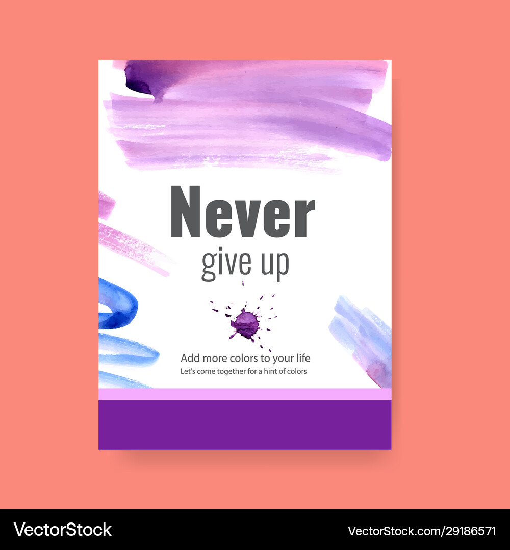 Splash color poster design with purple blue Vector Image