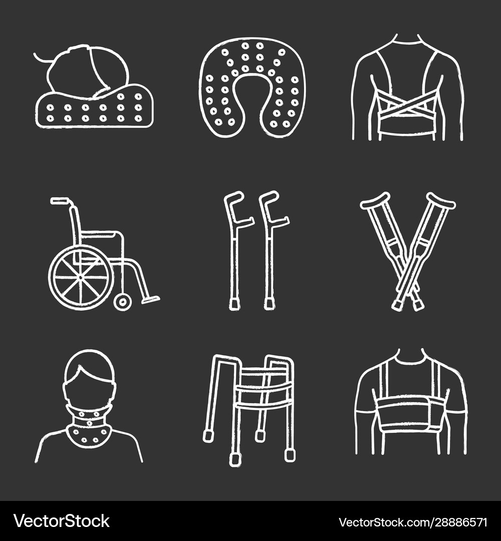 Trauma treatment chalk icons set Royalty Free Vector Image