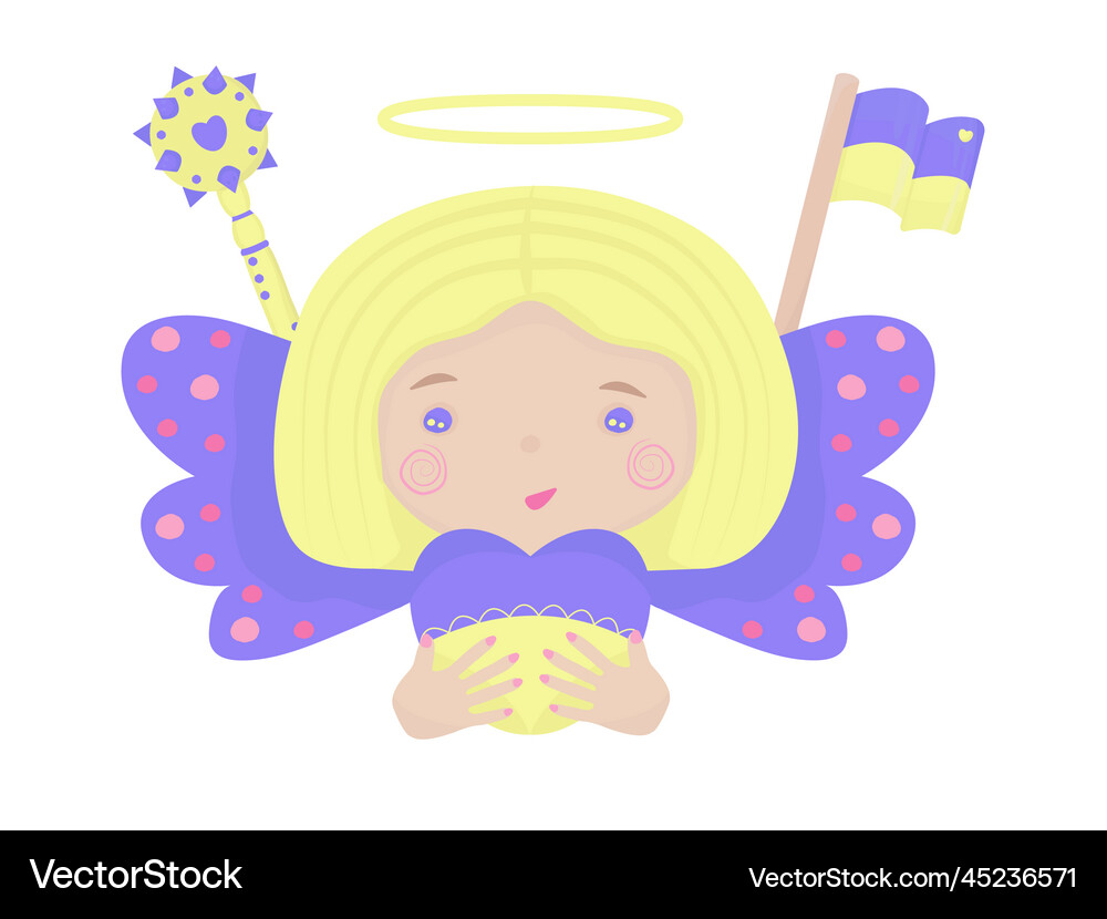 Ukrainian angel with flag and mace Royalty Free Vector Image