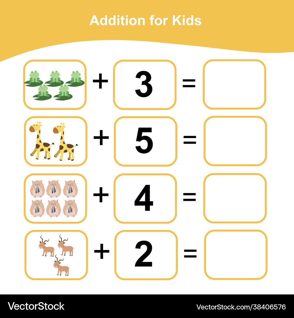 Addition for kids counting game preschool Vector Image
