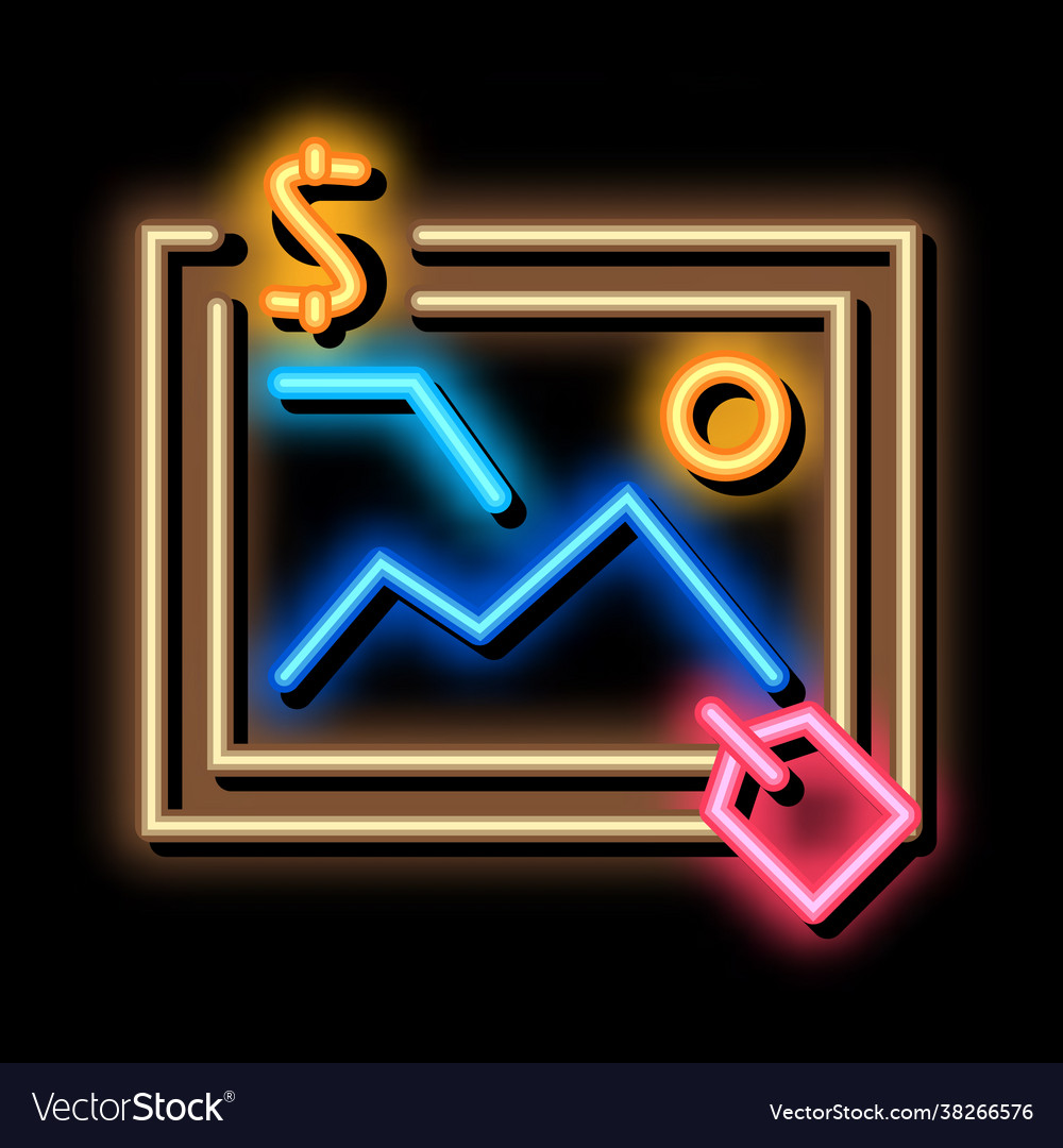 Art painting auctioned neon glow icon Royalty Free Vector