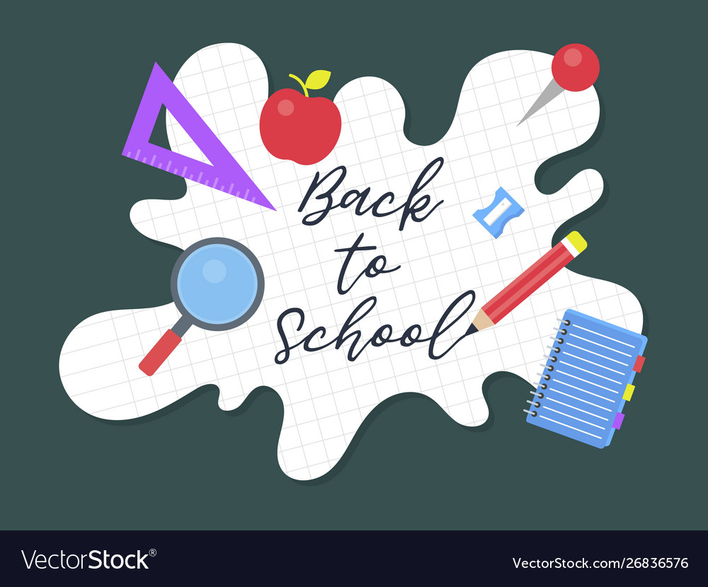 Back to school supplies poster template Royalty Free Vector