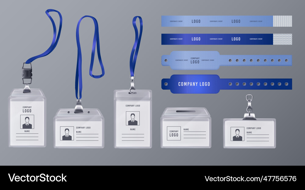 Badge mockup realistic company access tag with Vector Image
