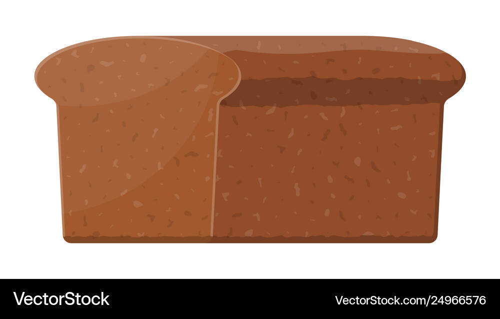 Brown bread loaf rye bread roll baked food Vector Image