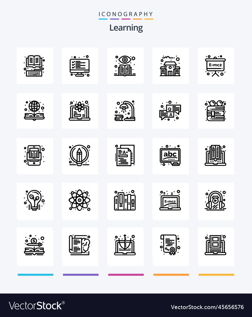 Creative learning 25 outline icon pack such as Vector Image